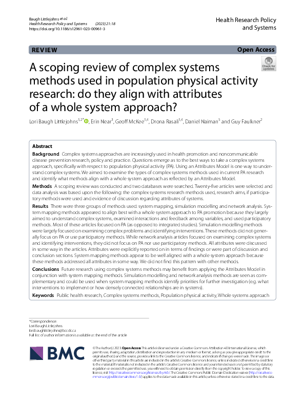 (PDF) A scoping review of complex systems methods used in population physical activity research ...