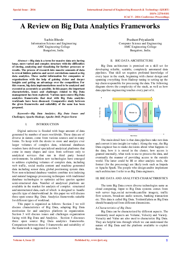 (PDF) A Review on Big Data Analytics Frameworks