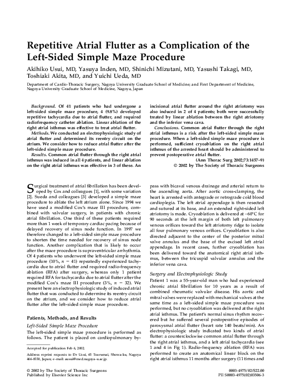 (PDF) Repetitive atrial flutter as a complication of the left-sided ...