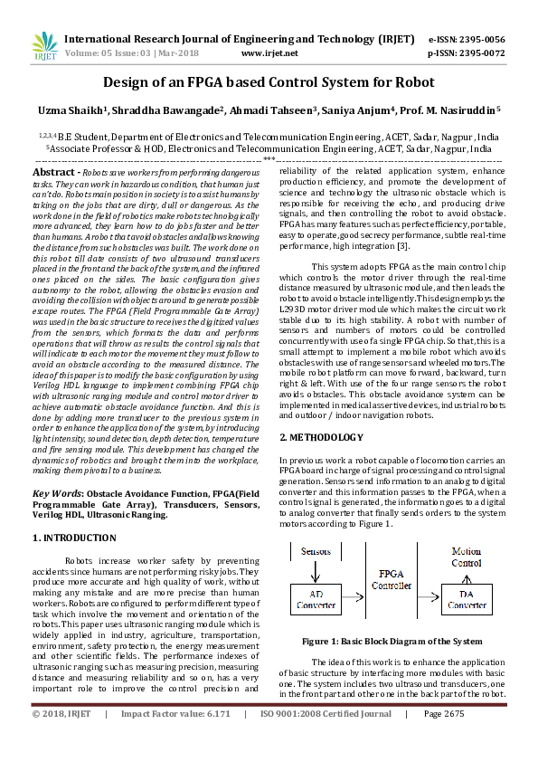 (PDF) Design of an FPGA based Control System for Robot