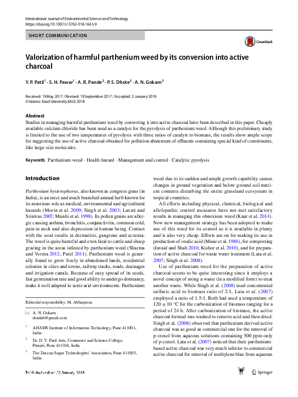 (PDF) Valorization of harmful parthenium weed by its conversion into ...
