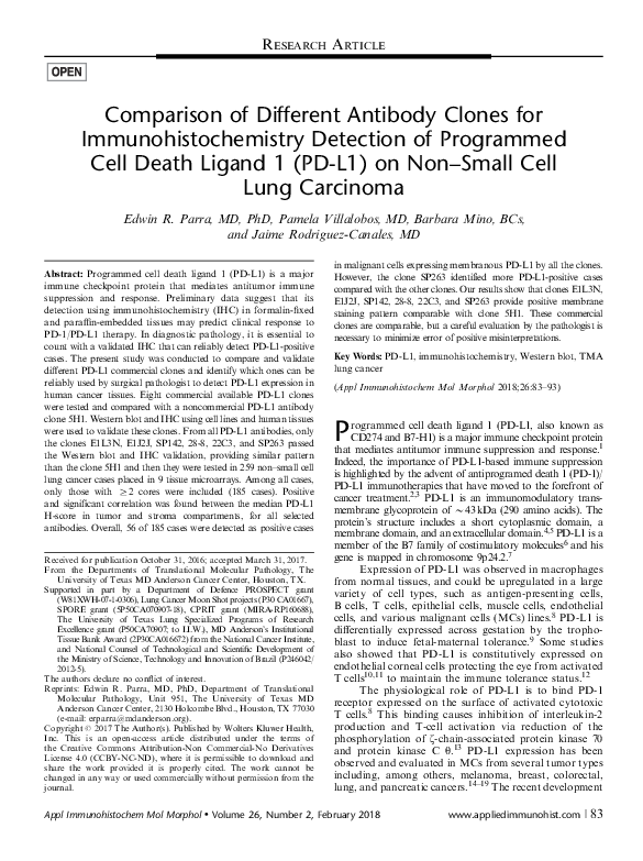 (PDF) Comparison of Different Antibody Clones for Immunohistochemistry Detection of Programmed ...