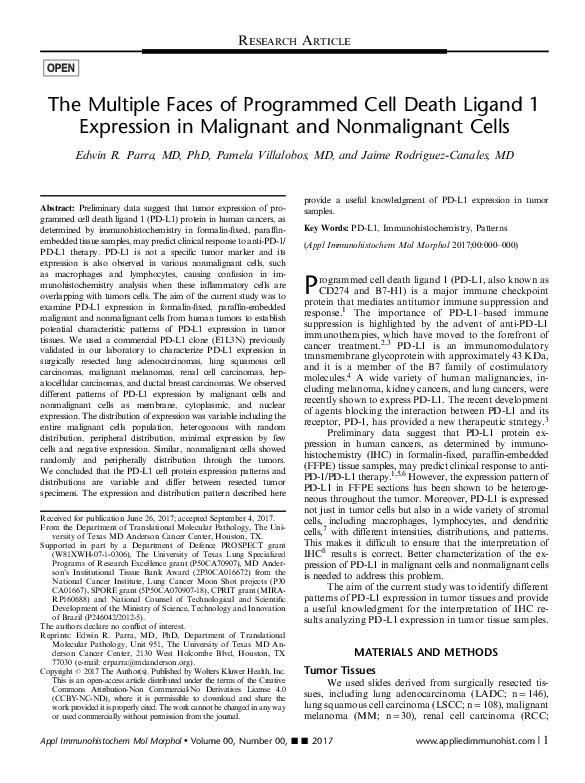 (PDF) The Multiple Faces of Programmed Cell Death Ligand 1 Expression ...