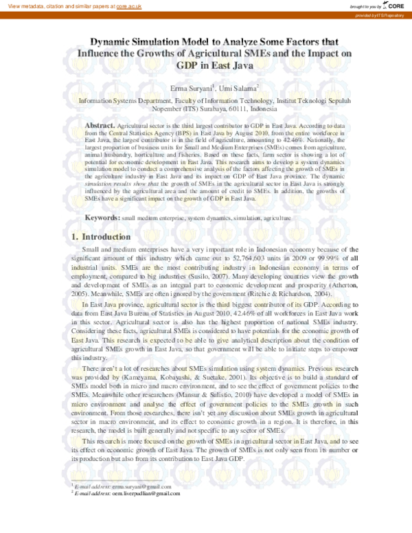 (PDF) Dynamic Simulation Model to Analyze Some Factors that Influence the Growths of ...