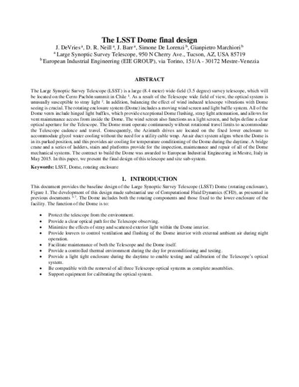 (PDF) The LSST Dome final design