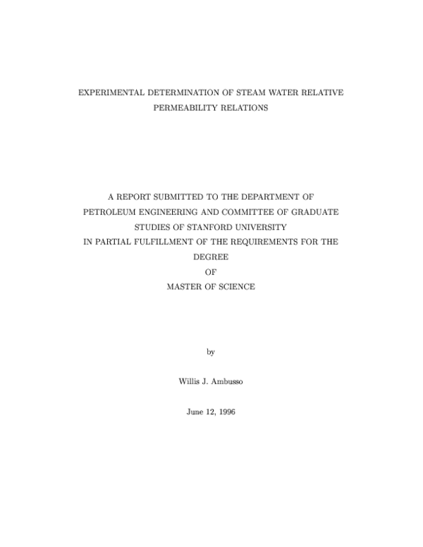 (PDF) Experimental Determination of Steam Water Relative Permeability ...