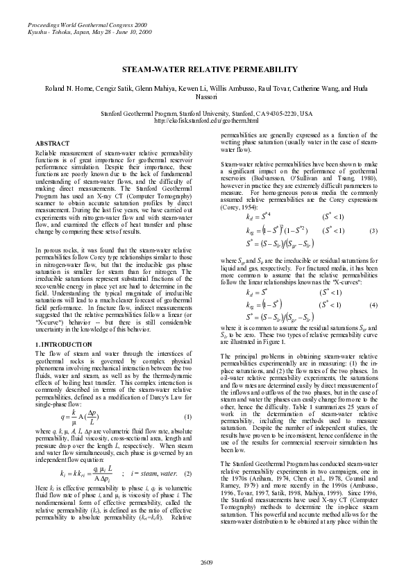 (PDF) Steam-water relative permeability