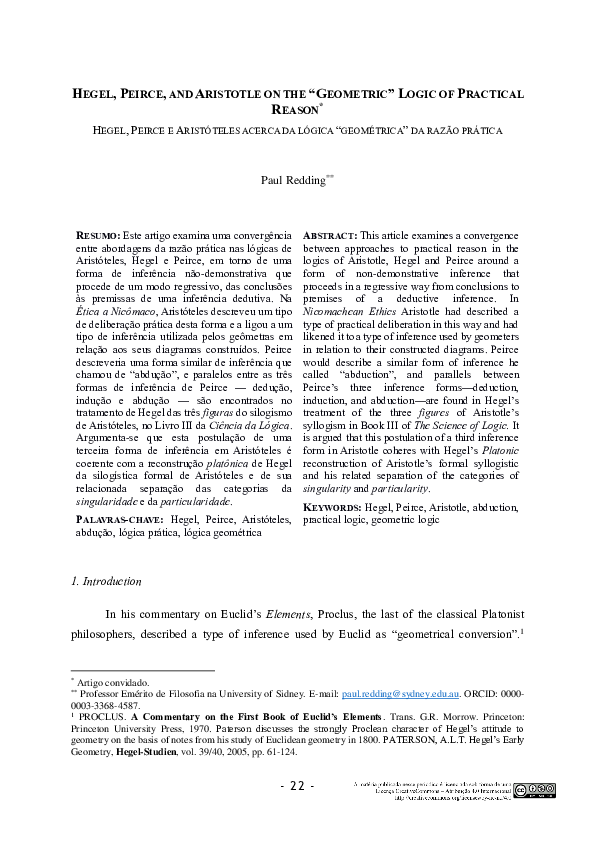 (PDF) Hegel, Peirce, and Aristotle on the “Geometric” Logic of ...