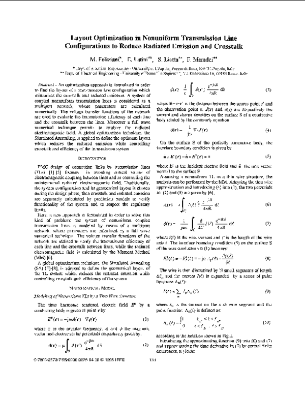 Pdf Layout Optimization In Nonuniform Transmission Line Configurations To Reduce Radiated