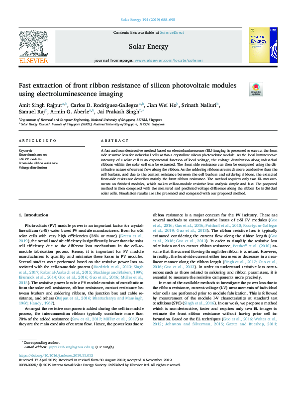 (PDF) Fast extraction of front ribbon resistance of silicon ...