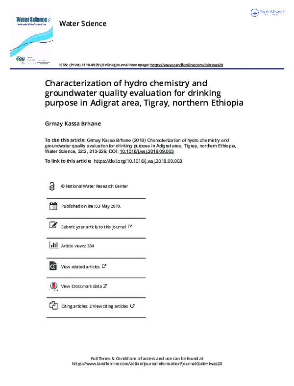 (PDF) Characterization of hydro chemistry and groundwater quality ...