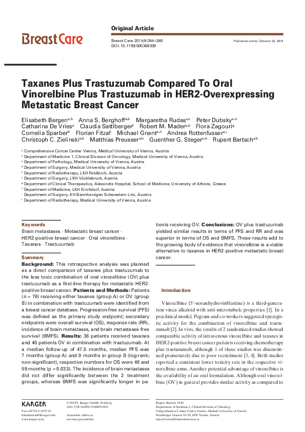 (PDF) Taxanes Plus Trastuzumab Compared To Oral Vinorelbine Plus ...