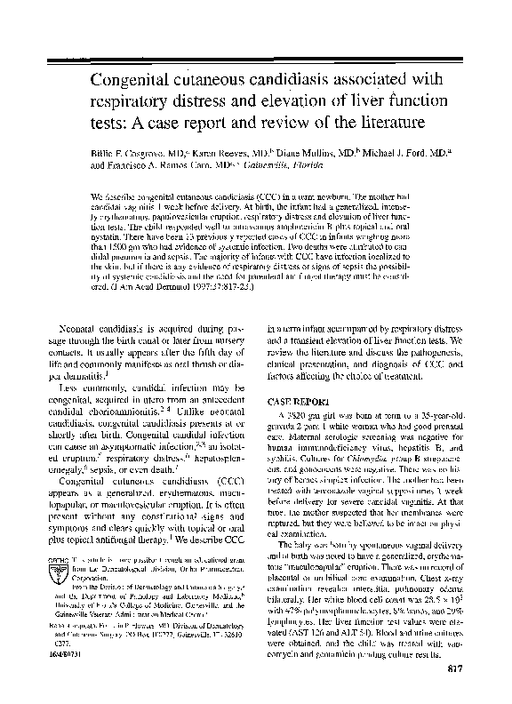 (PDF) Congenital cutaneous candidiasis associated with respiratory ...