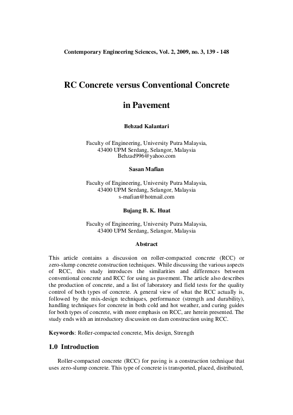(PDF) RC Concrete versus Conventional Concrete in Pavement