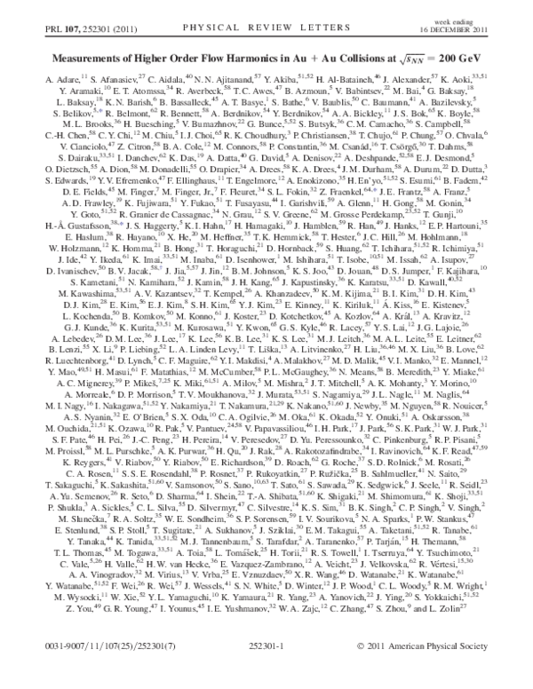 (PDF) Measurements of Higher Order Flow Harmonics inAu+AuCollisions ...