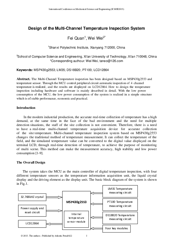 (PDF) Design of the Multi-Channel Temperature Inspection System