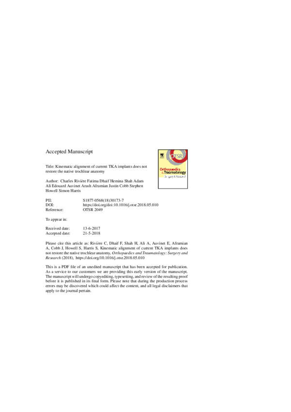 (PDF) Kinematic alignment of current TKA implants does not restore the ...