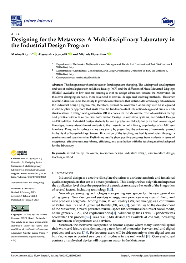 (PDF) Designing for the Metaverse: A Multidisciplinary Laboratory in the Industrial Design ...