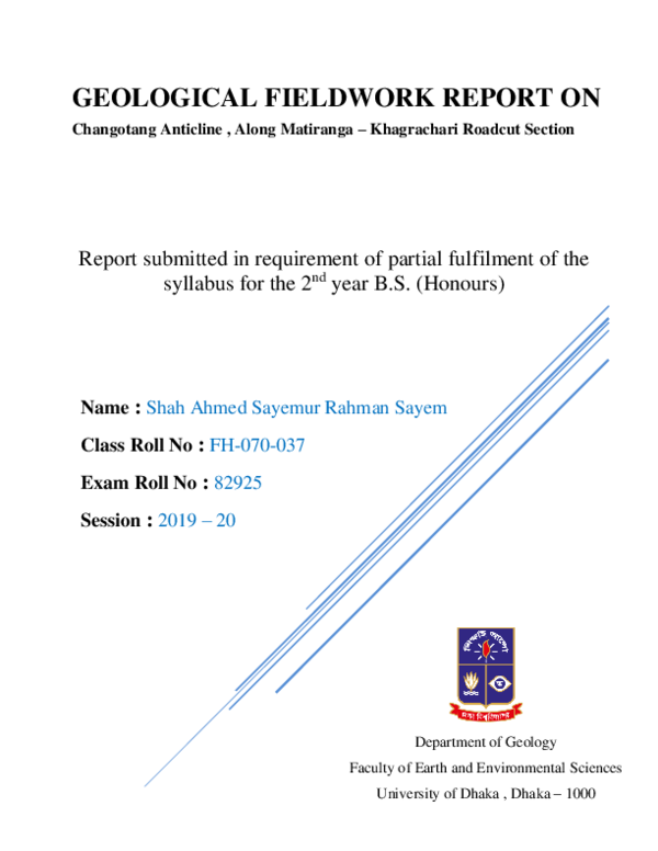 (PDF) Geological Field Report on Changotang Anticline , Along Matiranga ...