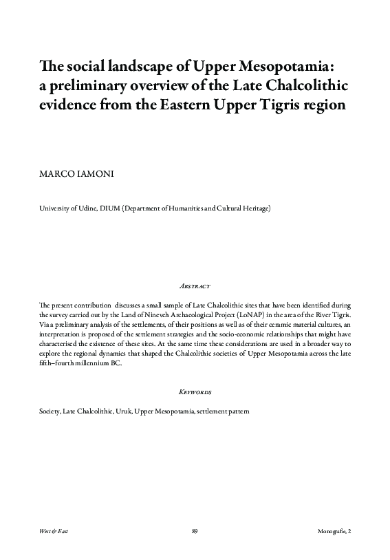 (PDF) The social landscape of Upper Mesopotamia: a preliminary overview ...