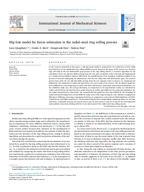 (PDF) Slip line model for forces estimation in the radial-axial ring ...