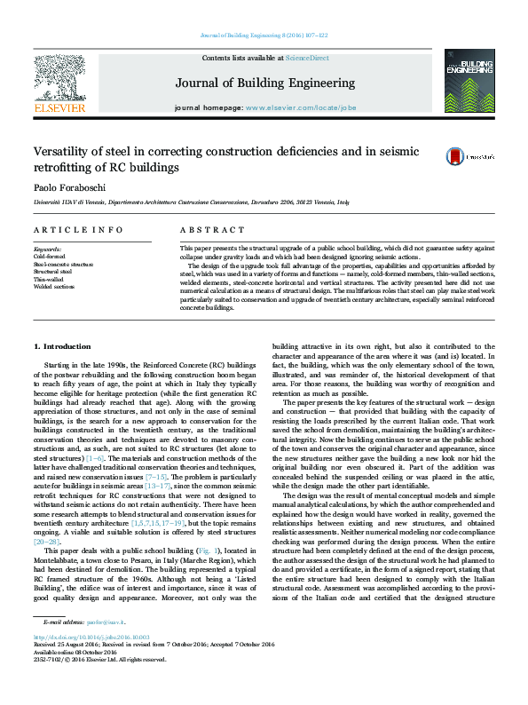 (PDF) Versatility of steel in correcting construction deficiencies and ...