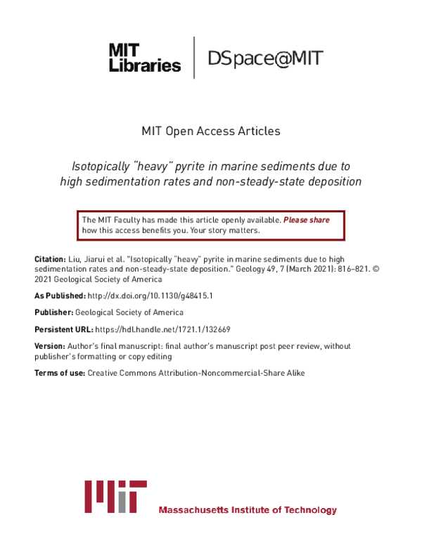 (PDF) Isotopically “heavy” pyrite in marine sediments due to high ...