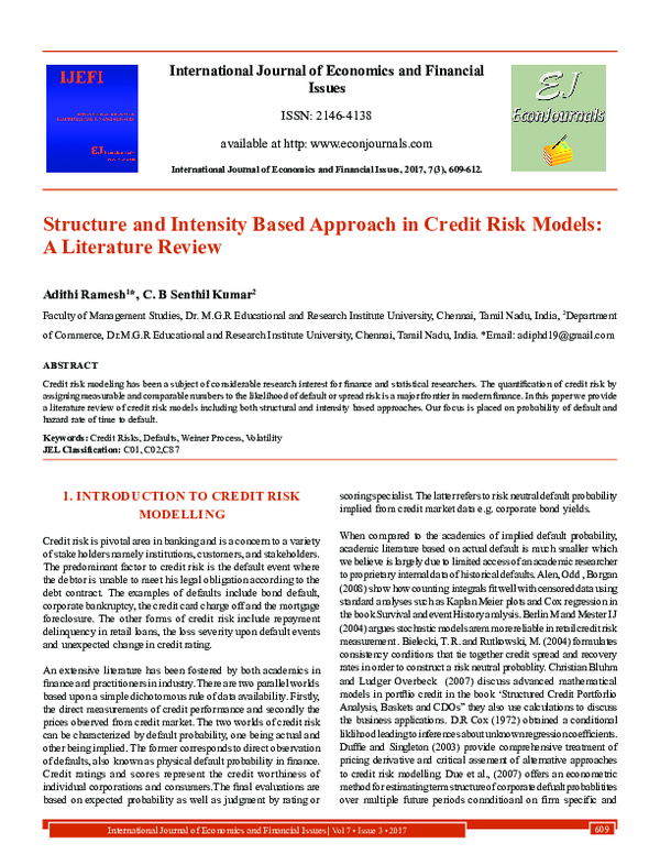 (PDF) International Journal of Economics and Financial Issues Structure and Intensity Based ...