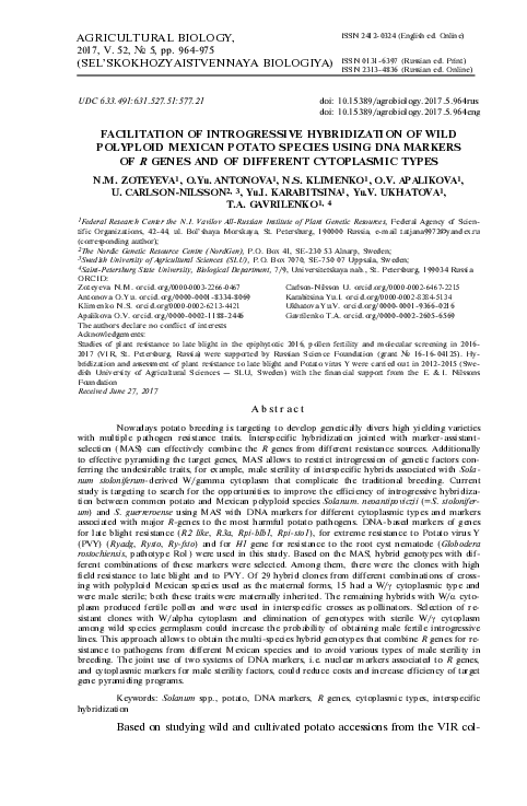 (PDF) Facilitation of Introgressive Hybridization of Wild Polyploid ...