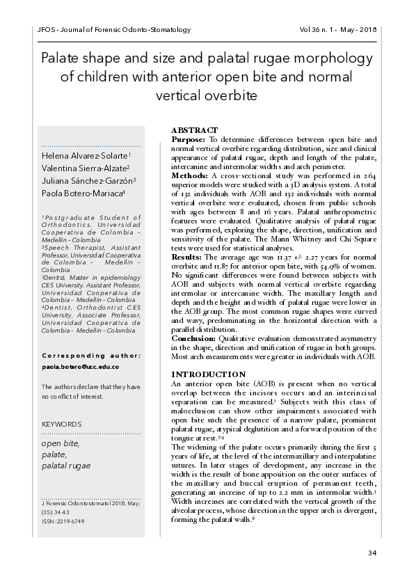 (PDF) Palate shape and size and palatal rugae morphology of children ...