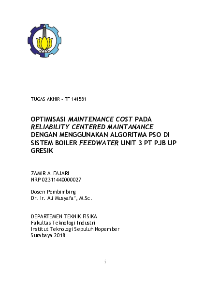 (PDF) Aplikasi Model Optimization Of Maintenance Cost On Reliability ...