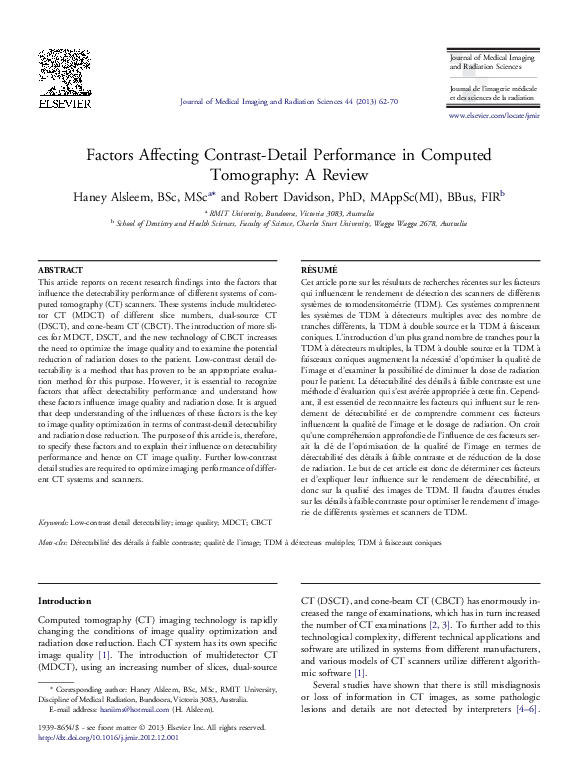 (PDF) Factors Affecting Contrast-Detail Performance in Computed ...