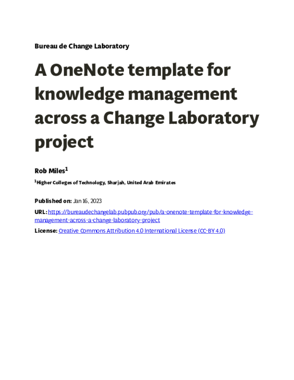 (PDF) A OneNote template for knowledge management across a Change ...