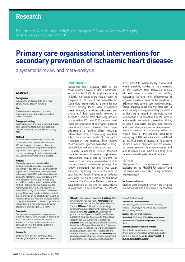(PDF) Primary care organisational interventions for secondary ...