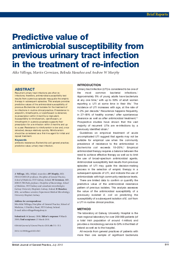 (PDF) Predictive value of antimicrobial susceptibility from previous ...