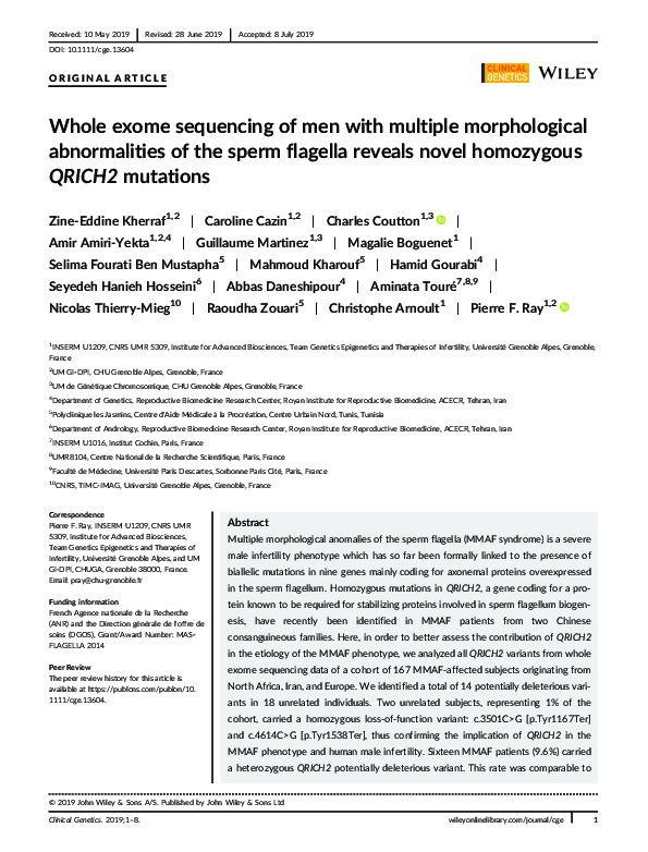 (PDF) Whole exome sequencing of men with multiple morphological abnormalities of the sperm ...