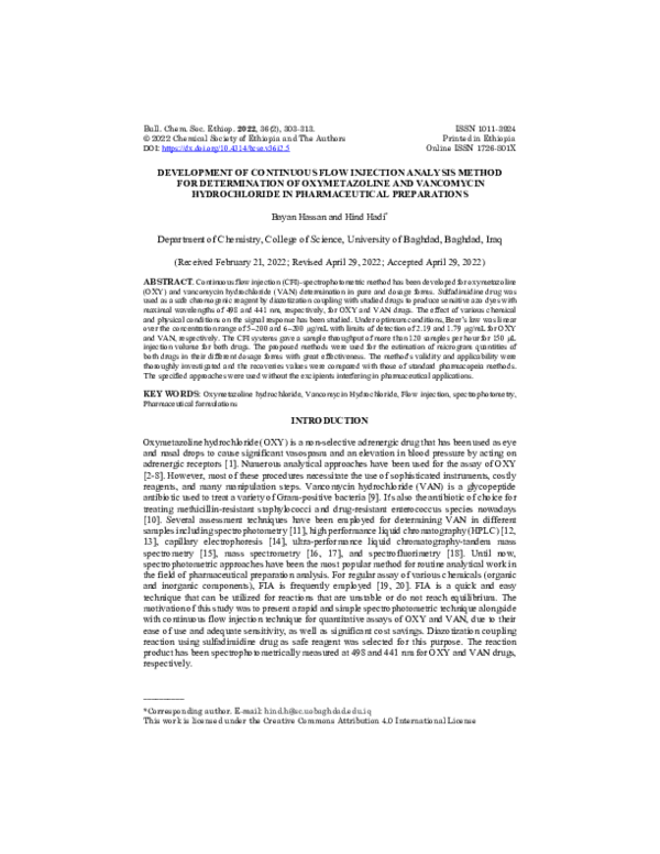 Pdf Development Of Continuous Flow Injection Analysis Method For Determination Of