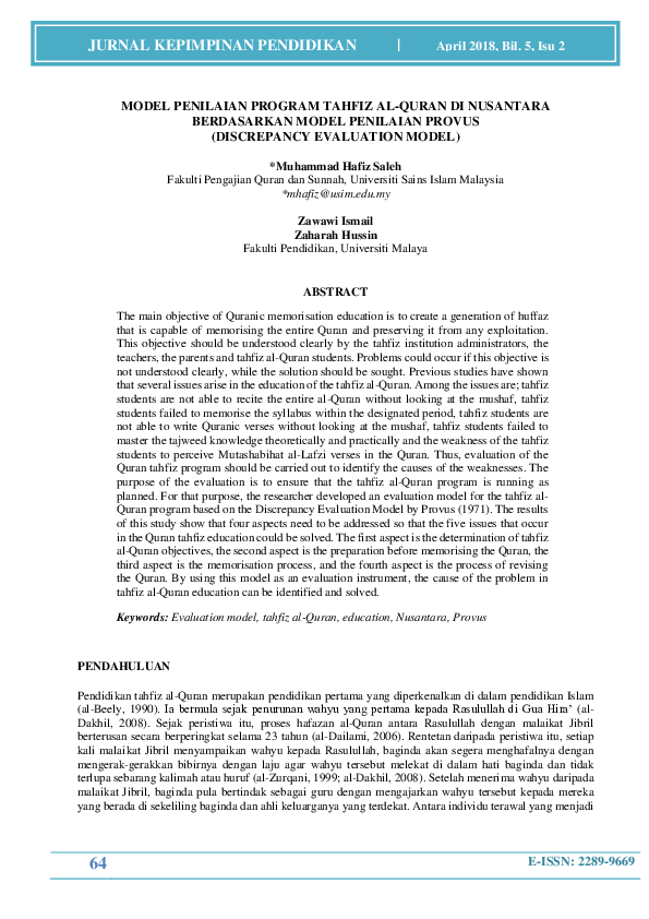 (PDF) Model Penilaian Program Tahfiz Al-Quran DI Nusantara Berdasarkan ...