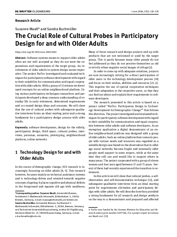 (PDF) The Crucial Role of Cultural Probes in Participatory Design for ...