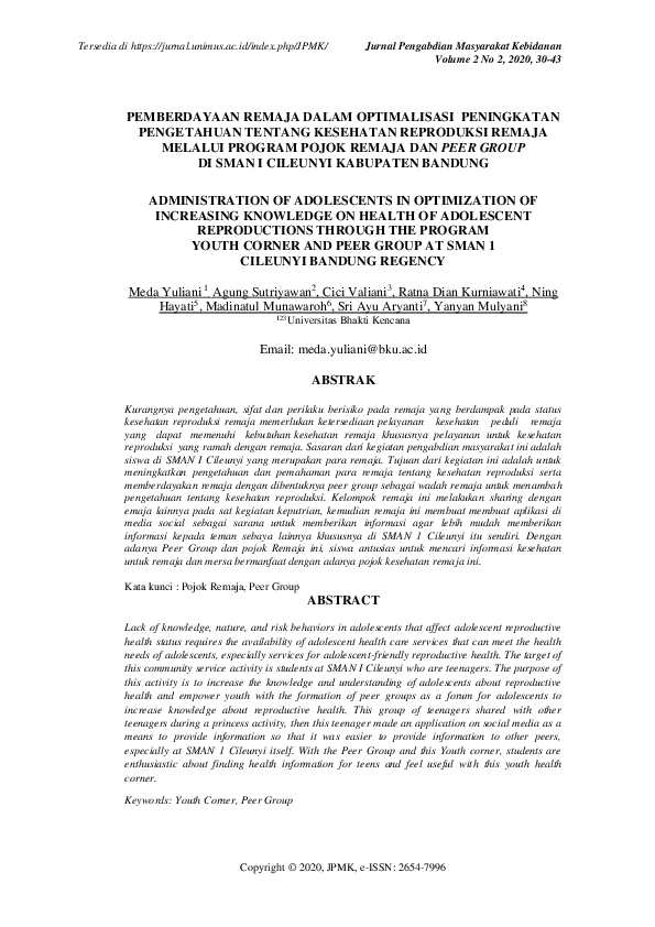 (PDF) Pemberdayaan Remaja Dalam Optimalisasi Peningkatan Pengetahuan ...