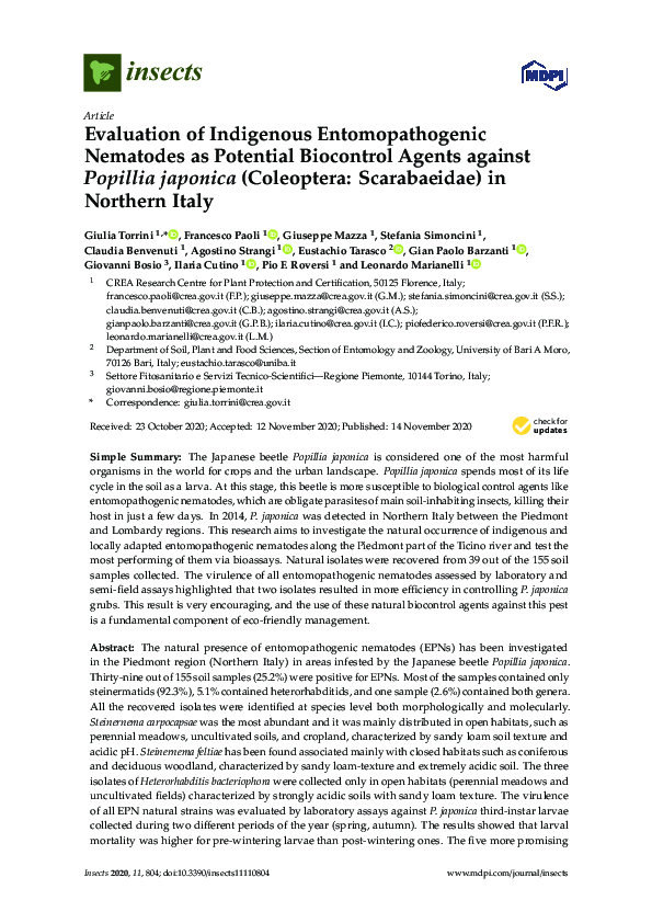 (PDF) Evaluation of Indigenous Entomopathogenic Nematodes as Potential Biocontrol Agents against ...