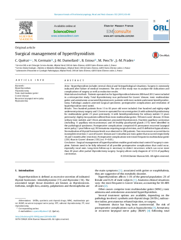(PDF) Surgical management of hyperthyroidism