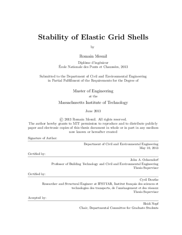 (PDF) Stability of elastic gridshells