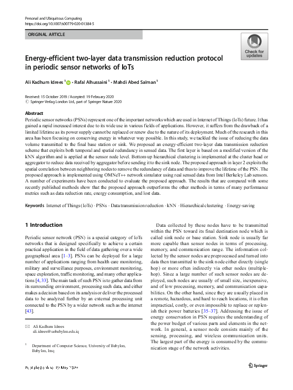 (PDF) Energy-efficient two-layer data transmission reduction protocol in periodic sensor ...