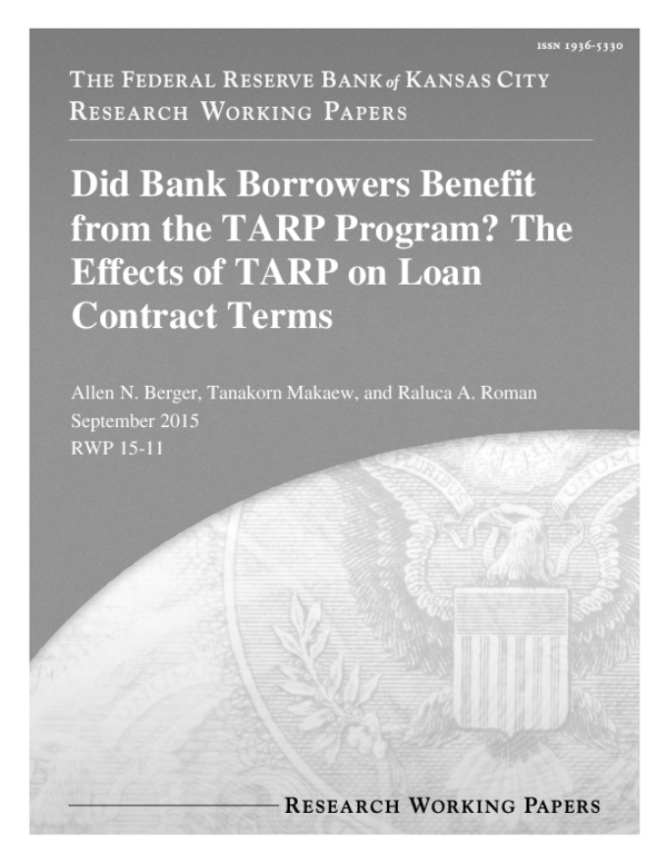 (PDF) Did Bank Borrowers Benefit from the TARP Program? The Effects of ...