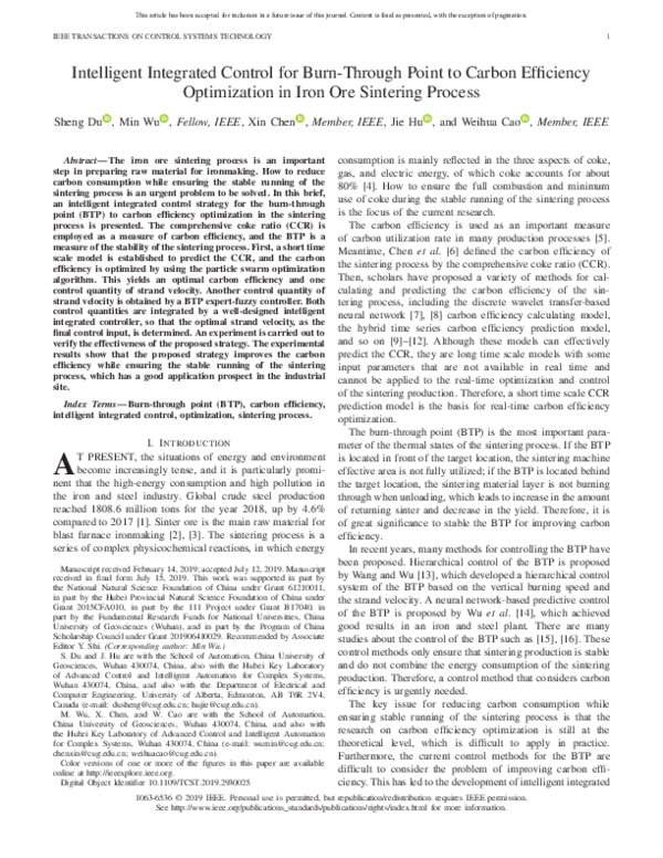 (PDF) Intelligent Integrated Control for Burn-Through Point to Carbon ...