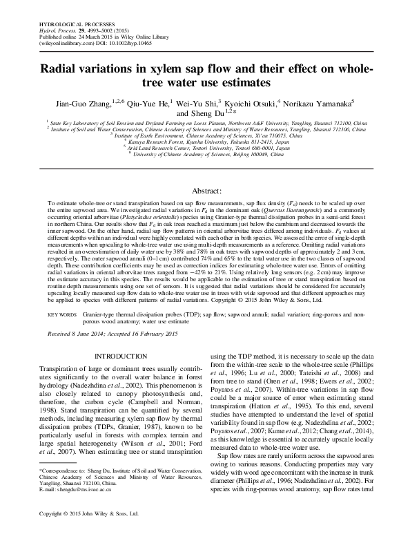 (PDF) Radial variations in xylem sap flow and their effect on whole ...
