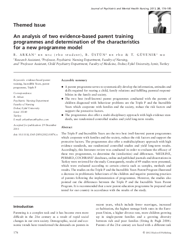 (PDF) An analysis of two evidence-based parent training programmes and ...