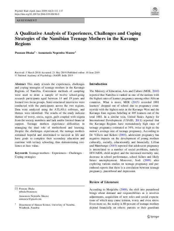 (PDF) A Qualitative Analysis of Experiences, Challenges and Coping ...