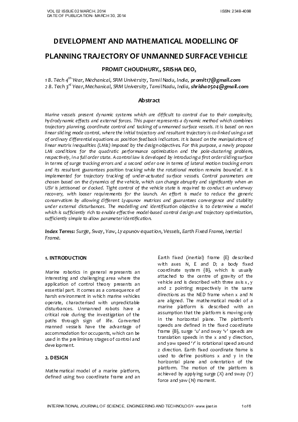 (PDF) Development and Mathematical Modelling of Planning Trajectory of ...